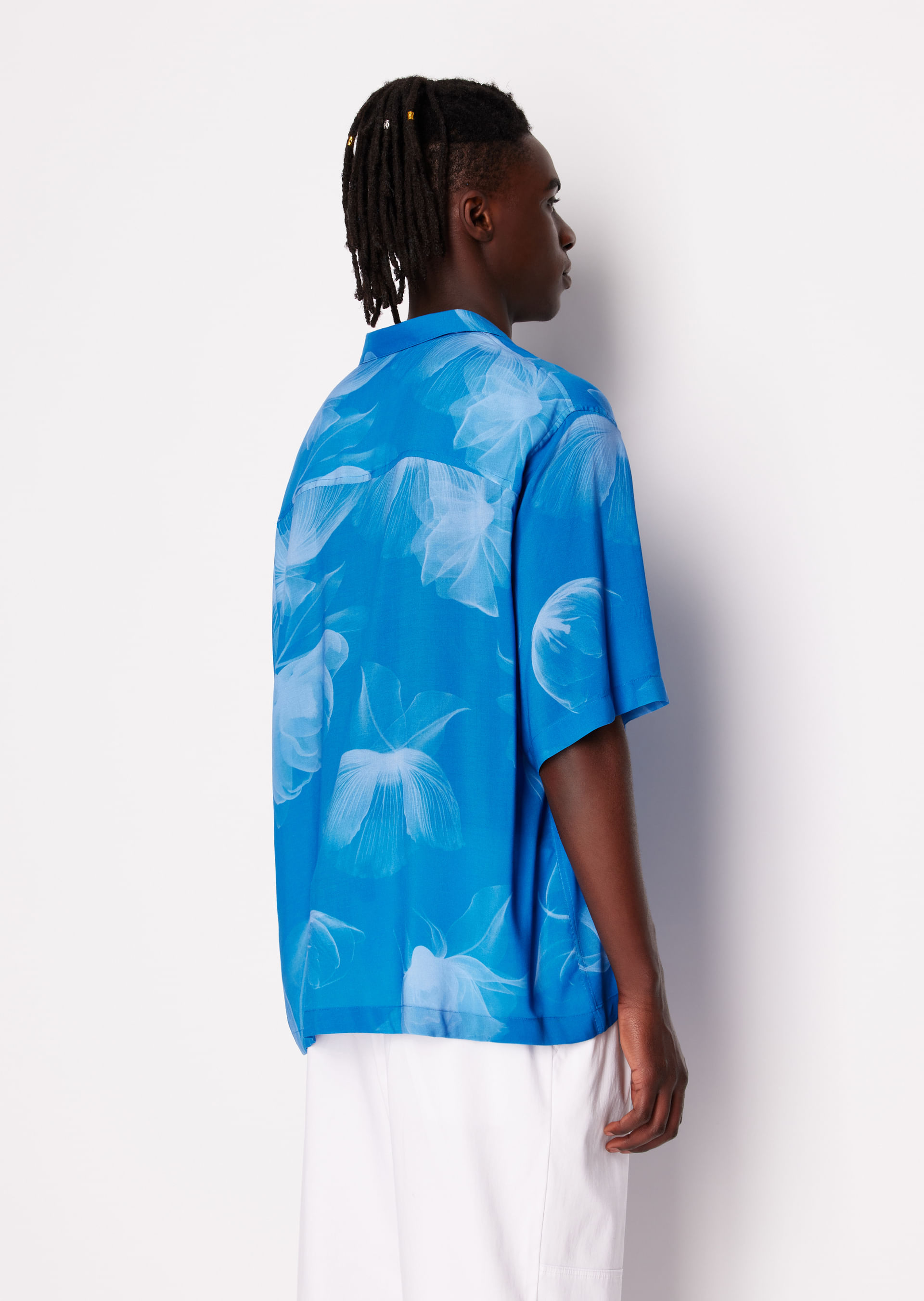 Camisa boxy fit com mangas curtas em viscose | Armani Exchange - Armani