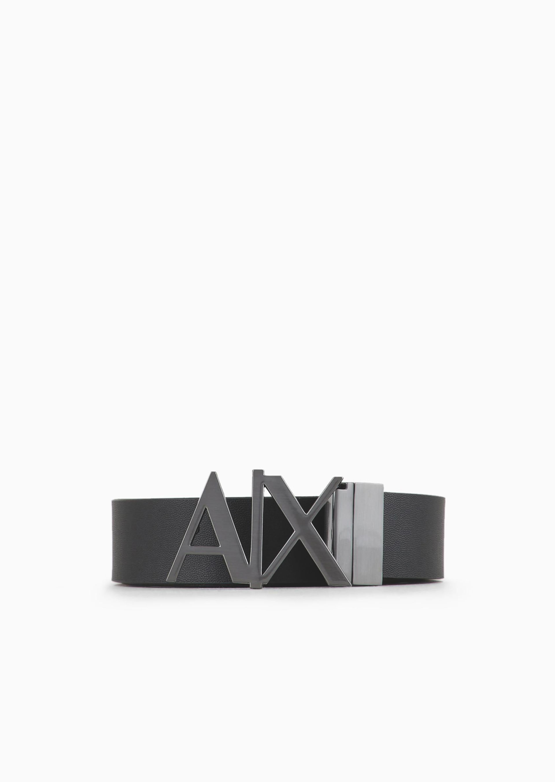 Cinto Dupla Face com Fivela de Logo Preto | Armani Exchange