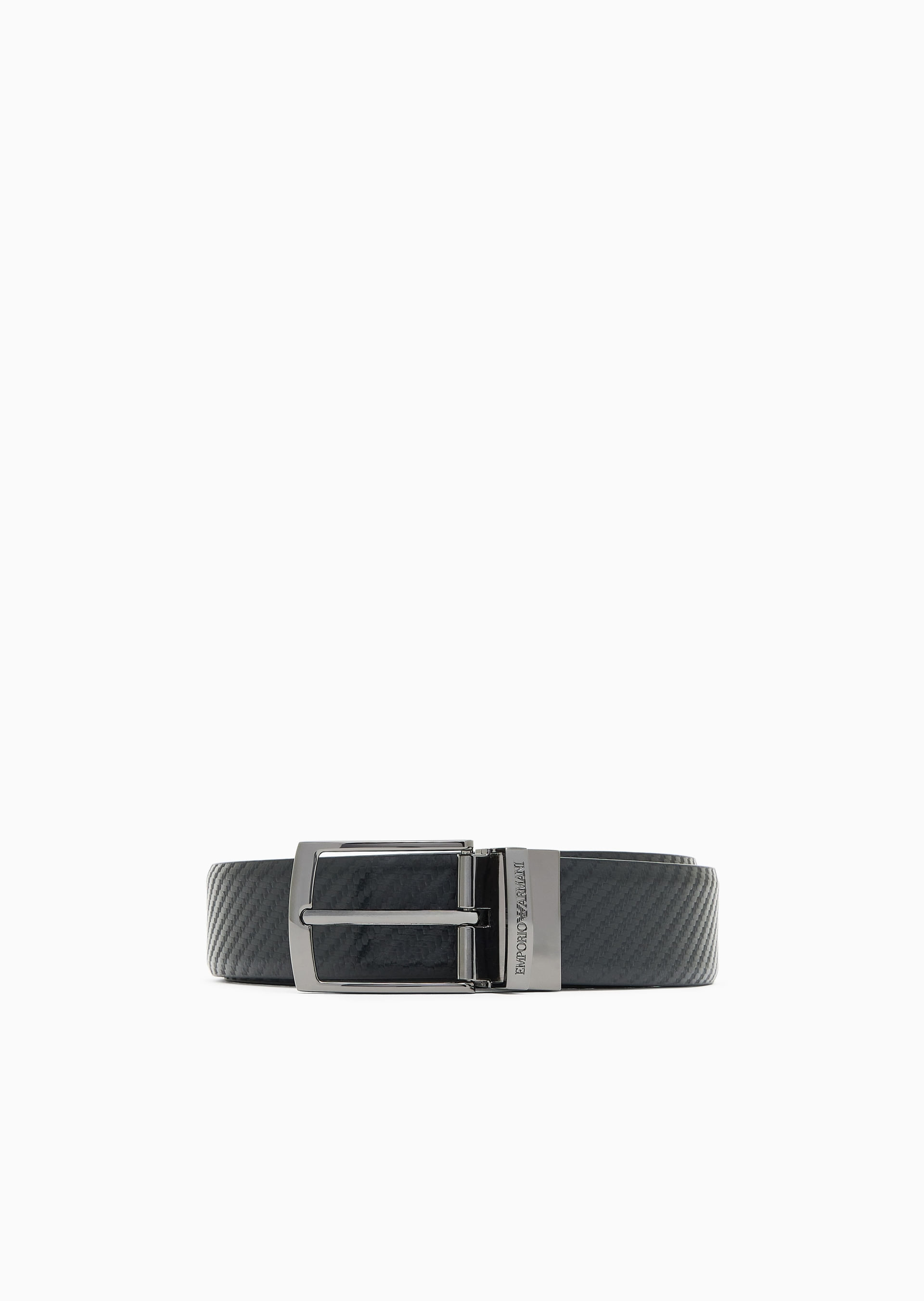 Cinto Dupla Face em Couro Preto | Emporio Armani